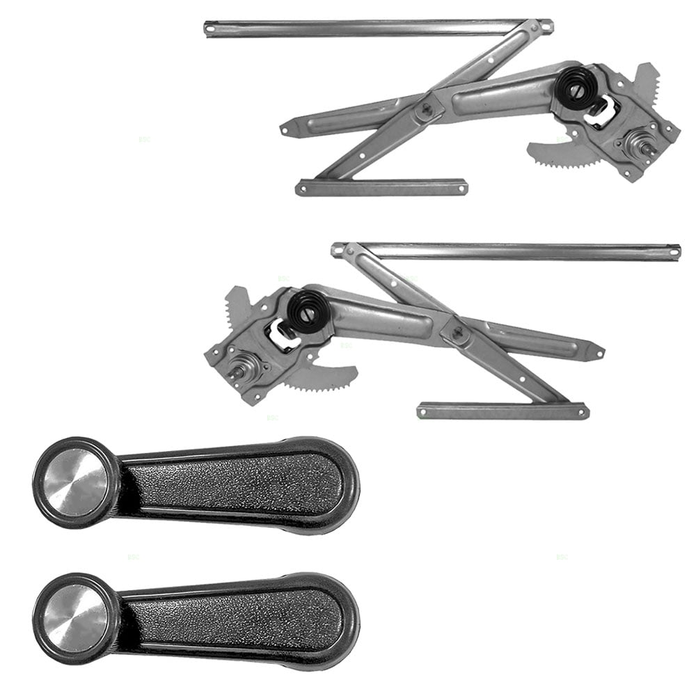 Brock Replacement 4 Pc Set Manual Window Regulators w/Black + Chrome ...