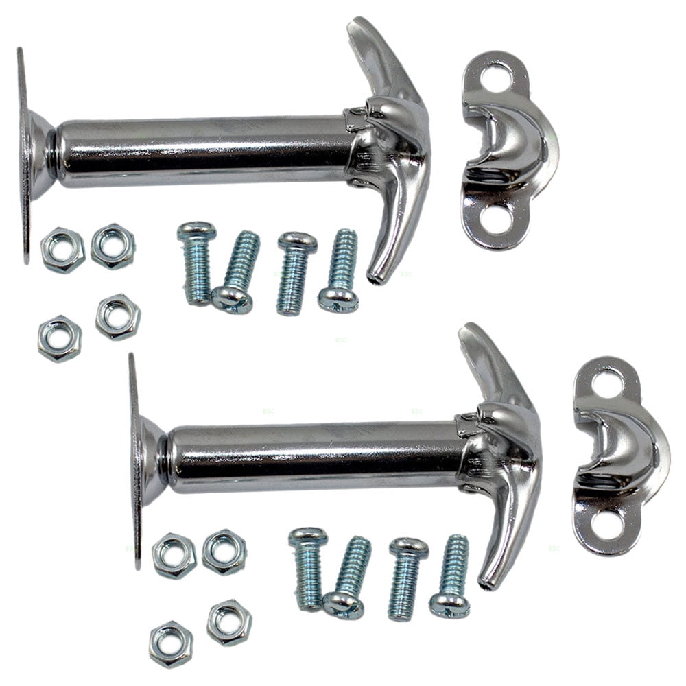 Brock Replacement Pair of Chrome Hood Latch Safety Catch Bracket Kits ...