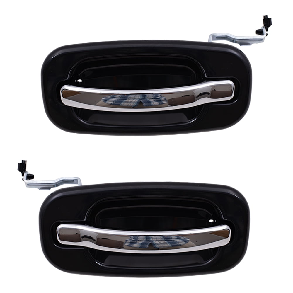 Brock Replacement Set Rear Outside Door Handles Black Bezels w/ Chrome ...