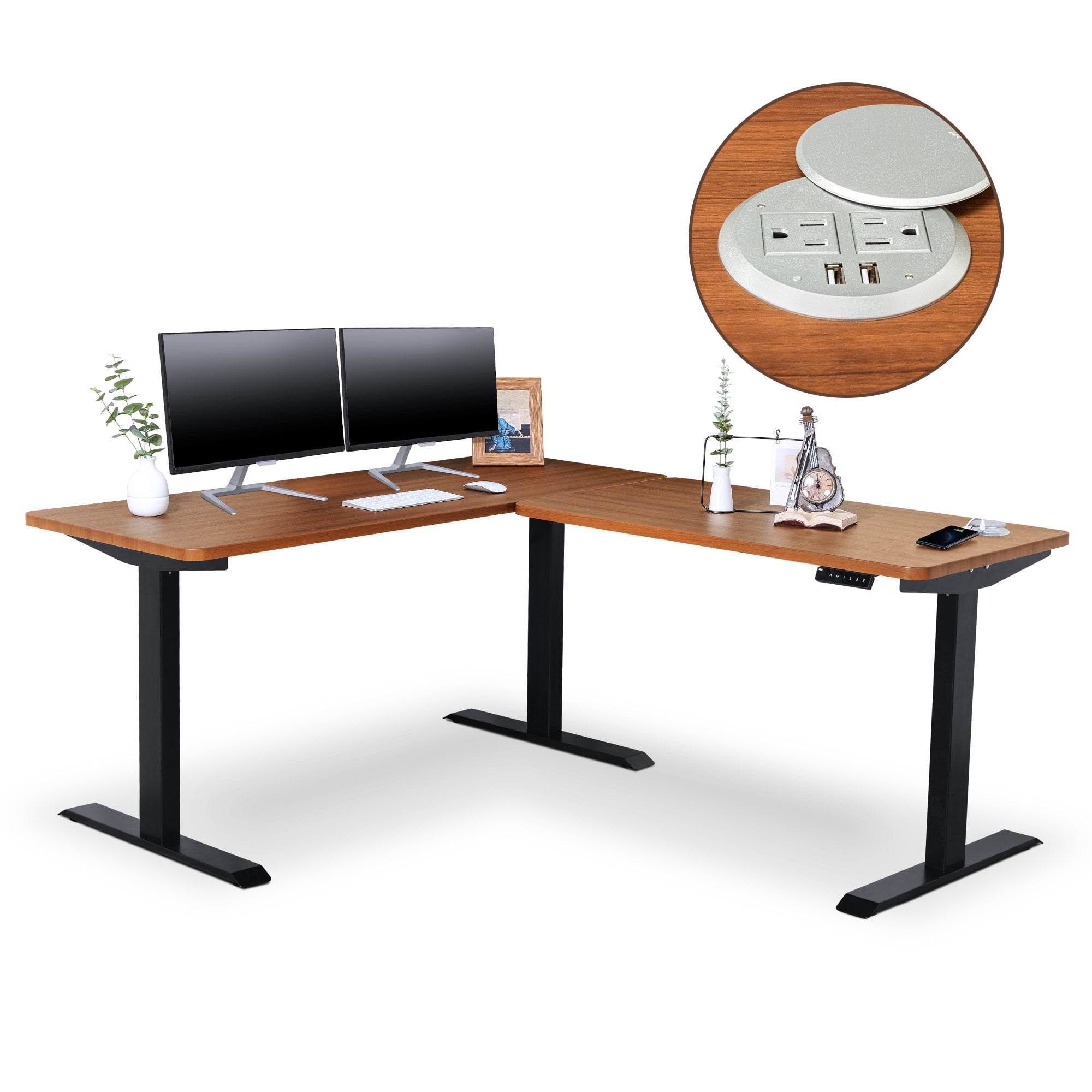 Brodan Electric Standing Desk, Adjustable Height Office Desk, L Shape ...