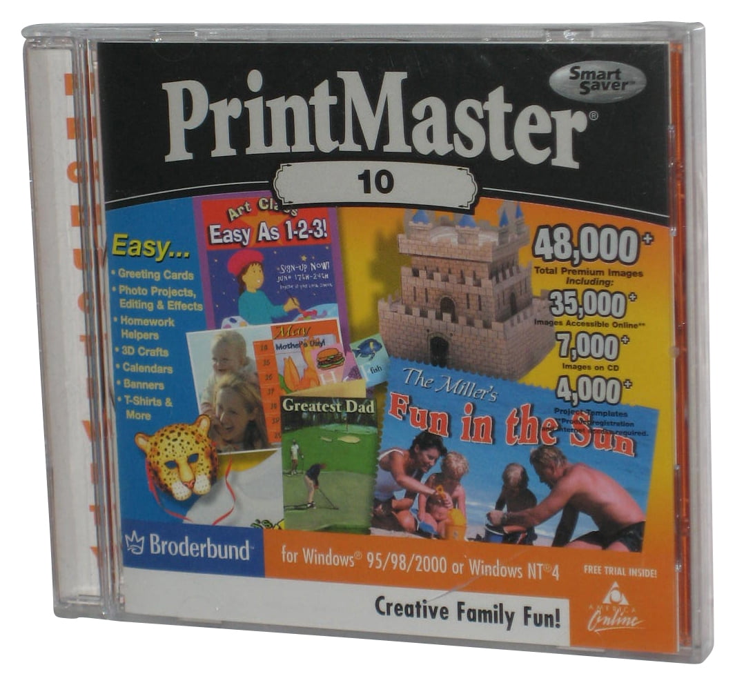Broderbund PC PrintMaster 10 PC Windows 95/98/2000/NT4 Vintage Software ...