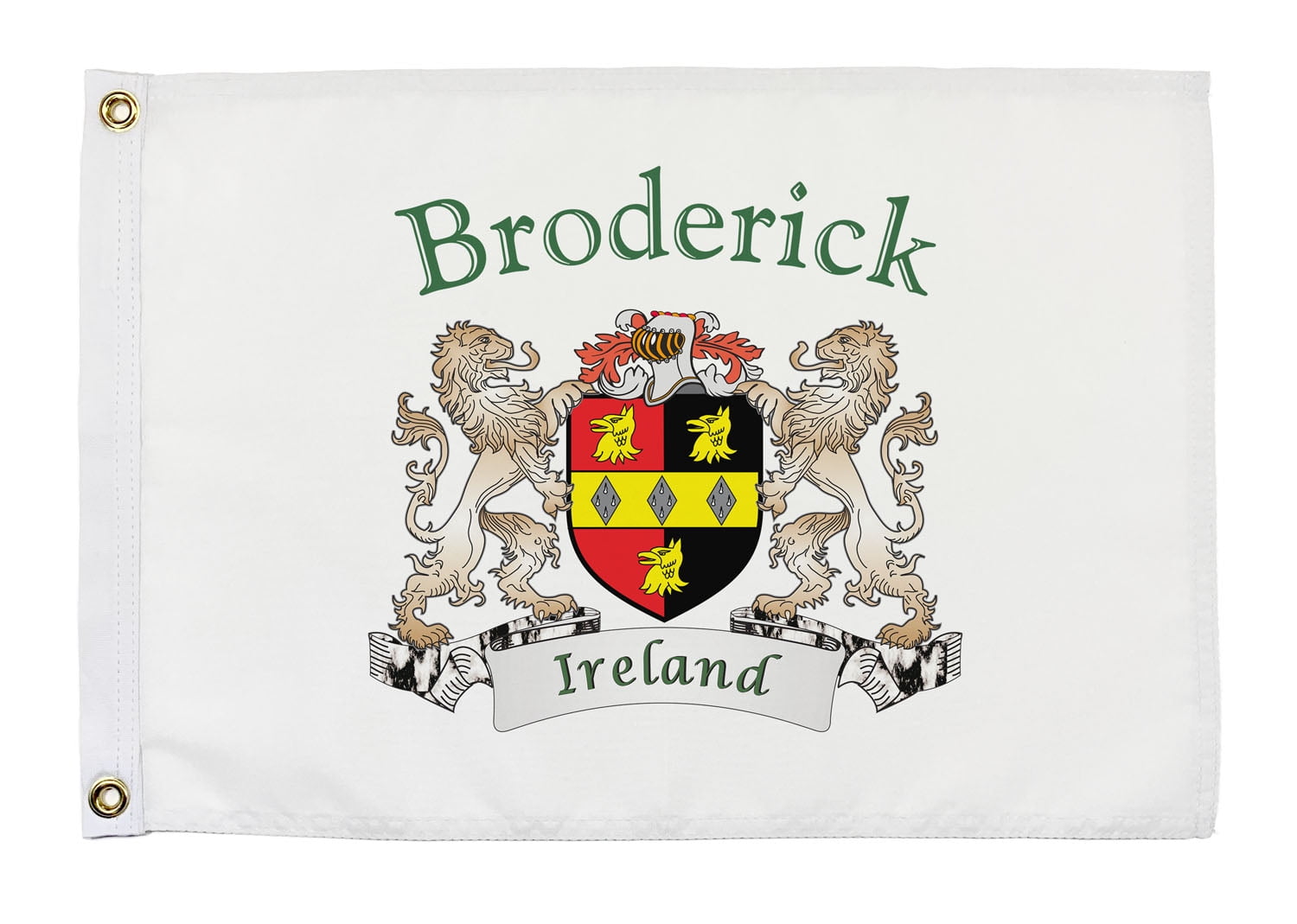 Broderick Irish Coat of Arms Small White Flag - 16"x10.5" inches ...