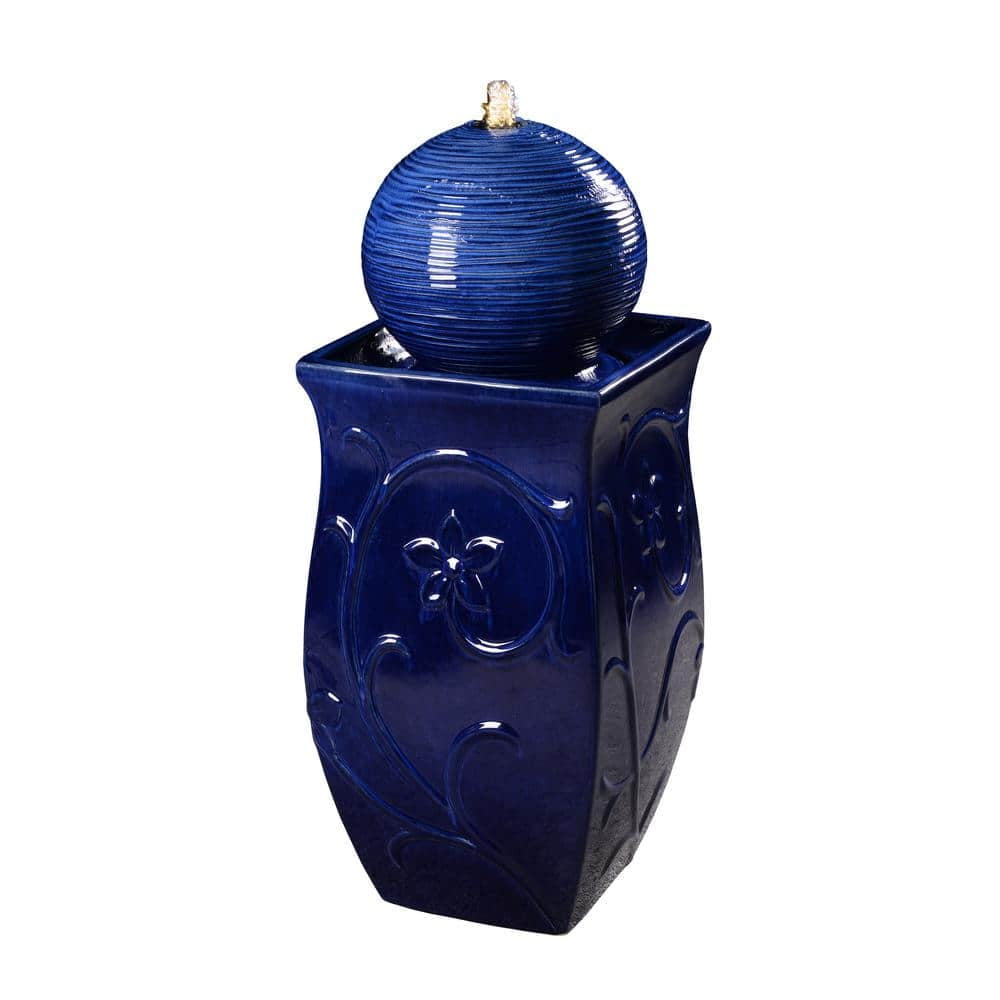 Brody Dark Blue Ceramic Waterfall Floor Fountain - Walmart.com