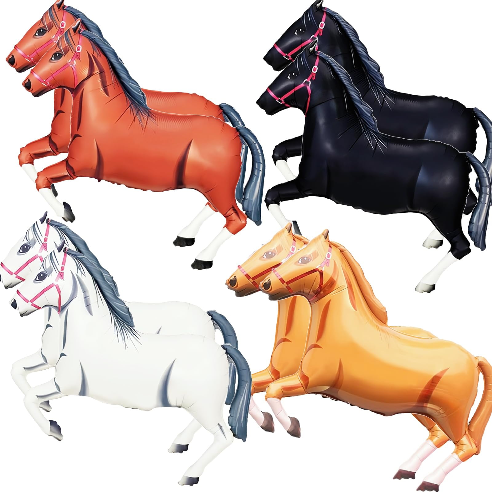Broeify 8 Pieces 30 Inches Horse Balloons, 4 Large Foil Mylar Horse ...