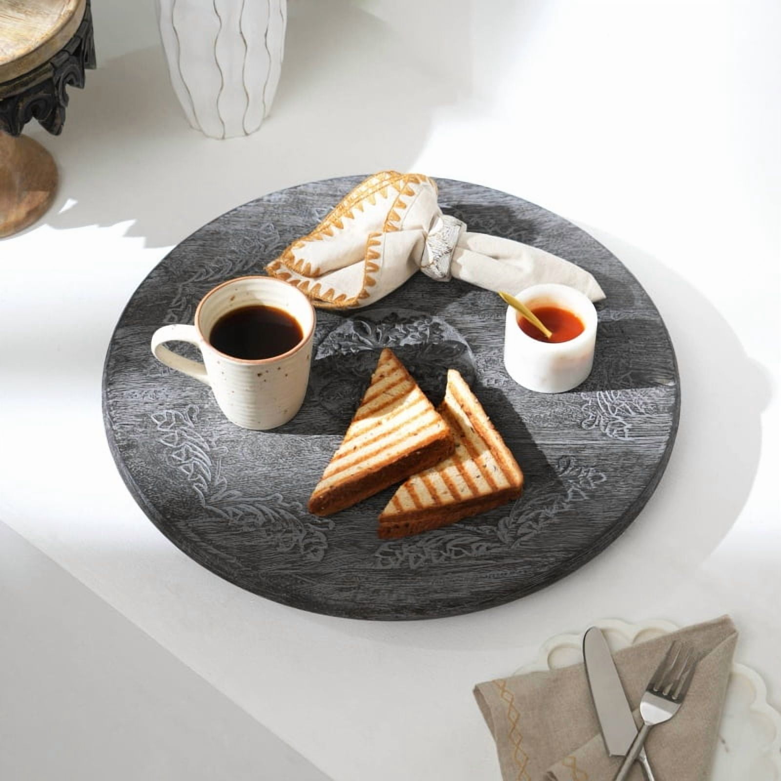 Broerine Handmade Mango Wood Lazy Susan Serving Plate On-Site - Walmart.com