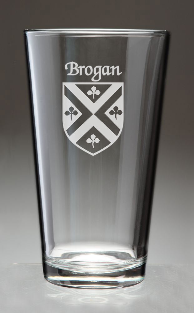 Brogan Irish Coat of Arms Pint Glasses - Set of 4 (Sand Etched ...