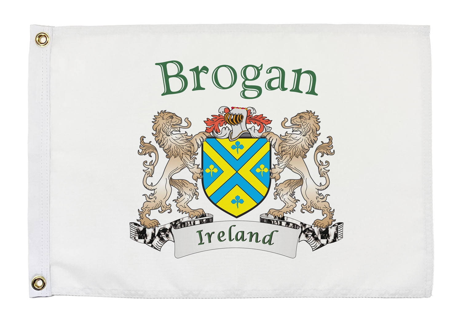 Brogan Irish Coat of Arms Small White Flag - 16"x10.5" inches - Walmart.com