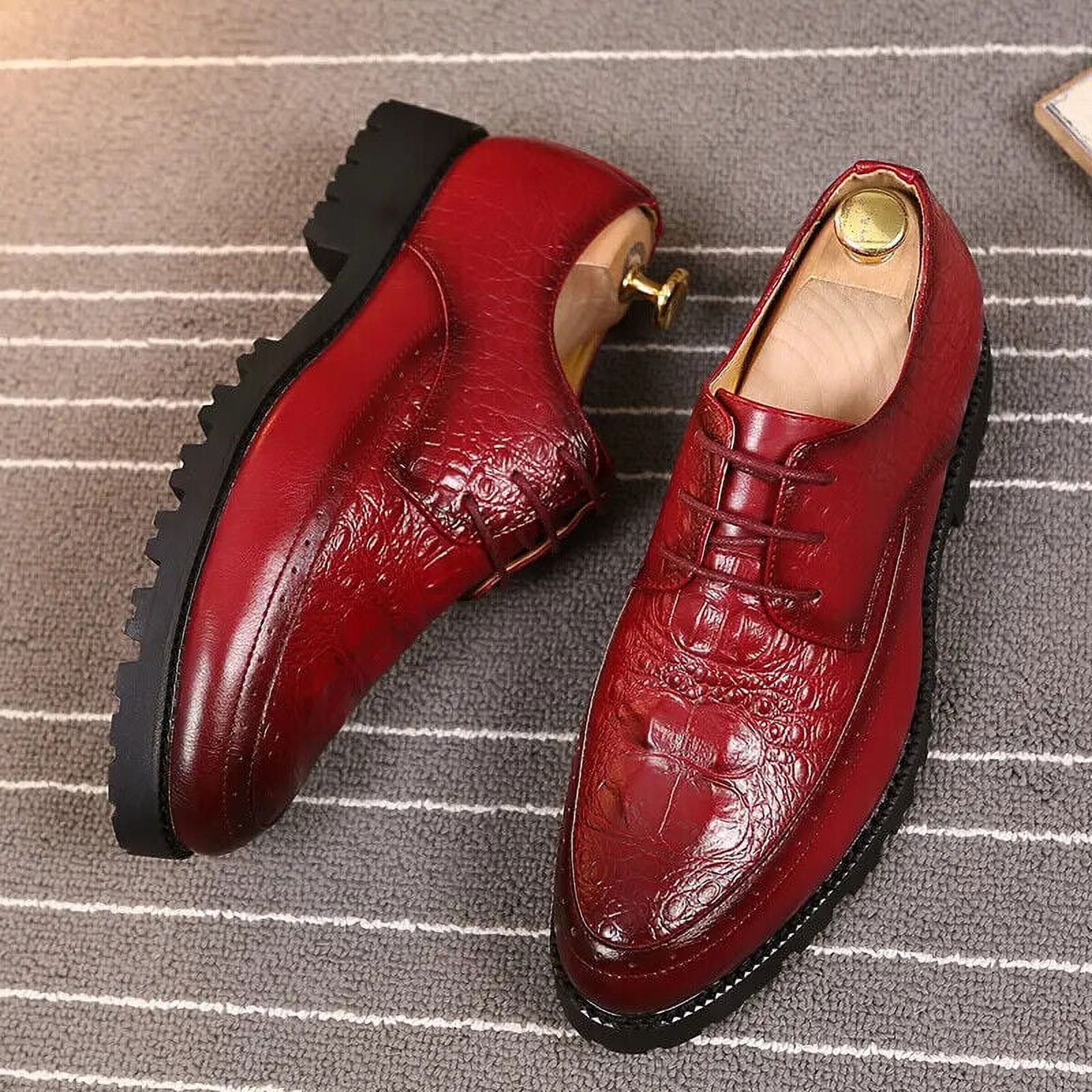 Brogues Mens Leather Shoes Carved Round Toe Lace Business Formal Dress ...