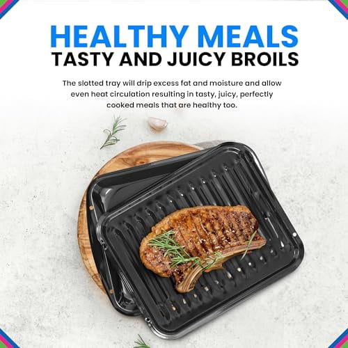 Broiler Pan for Oven Nonstick Porcelain Coated - 16.75” x 13” Whirlpool ...