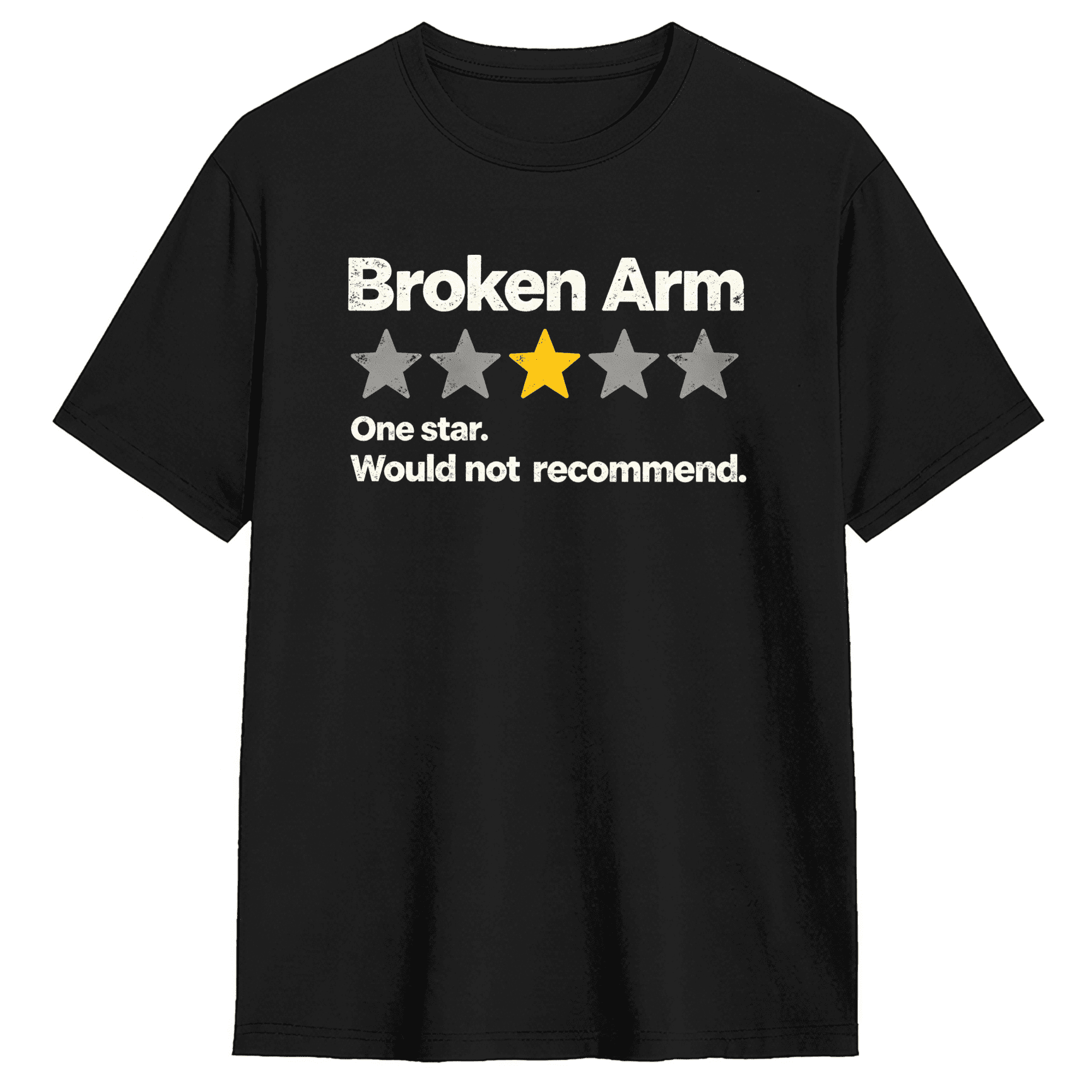 Broken Arm One Star Funny Review Retro Graphic Tee for Men and Women ...