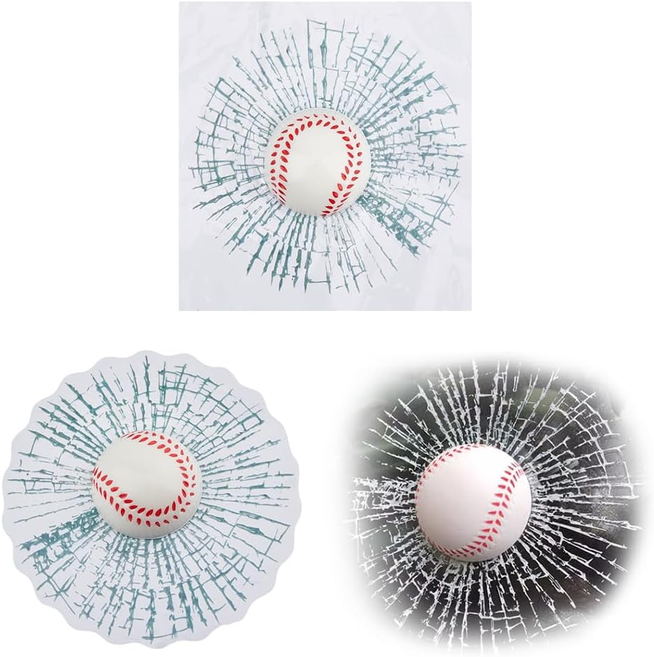 Broken Glass 3D Sticker Baseball Car Stickers Tricky Creative Stickers ...