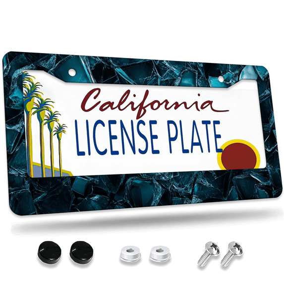 Broken Glass Designs Aluminum License Plate Frame, License Plate Cover ...