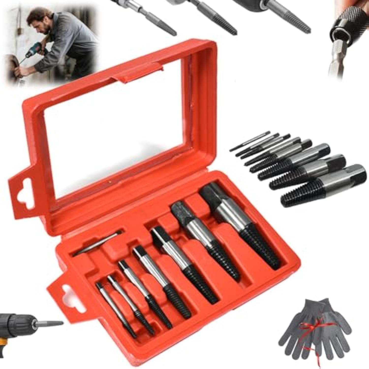 Broken Head Screw Extractor, 8-Pieces Screw Extractor Set, Easy Out ...