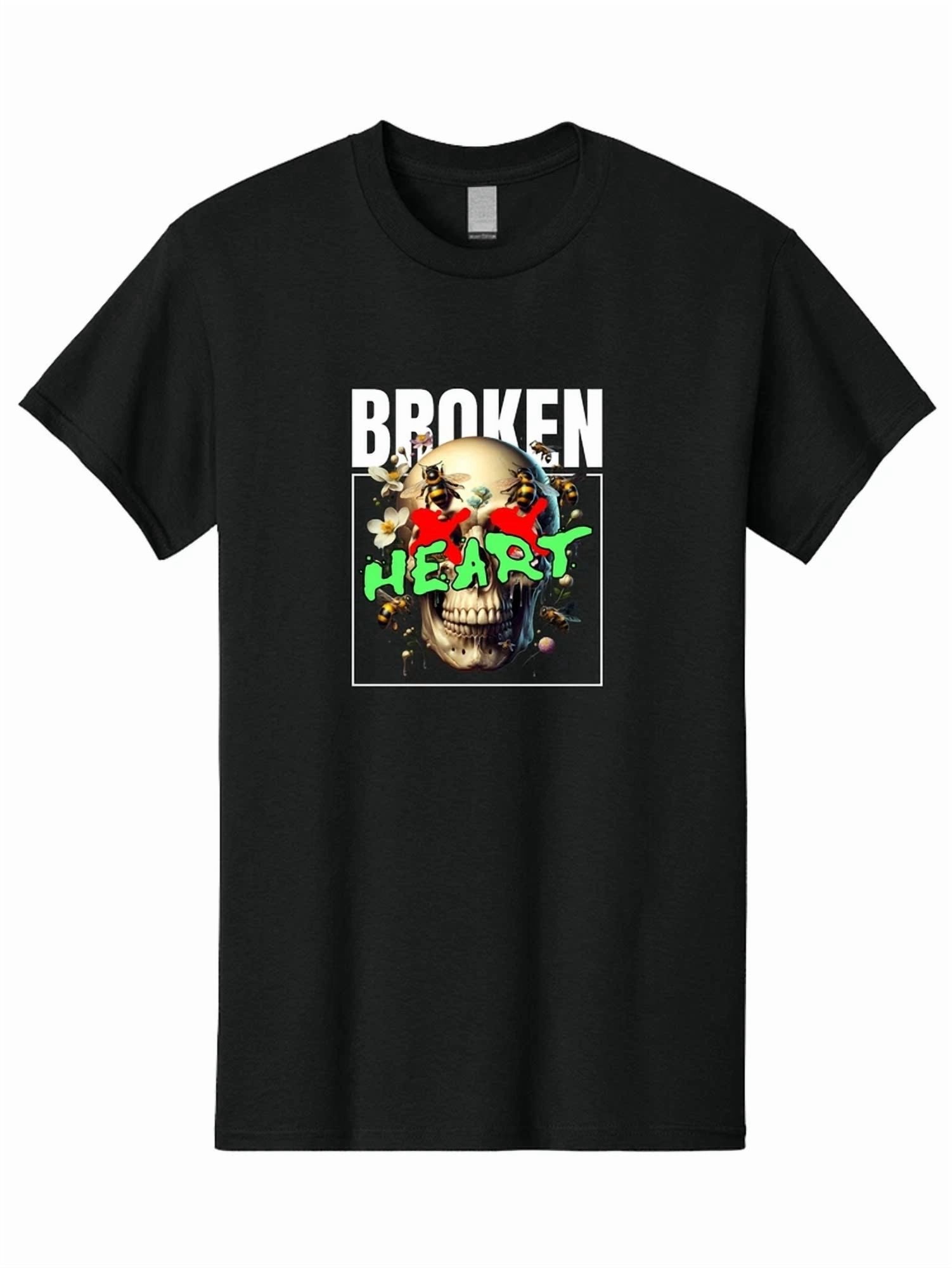 Broken Heart Skull Bees Goth Streetwear Edgy Skeleton Honeybee Unisex T ...