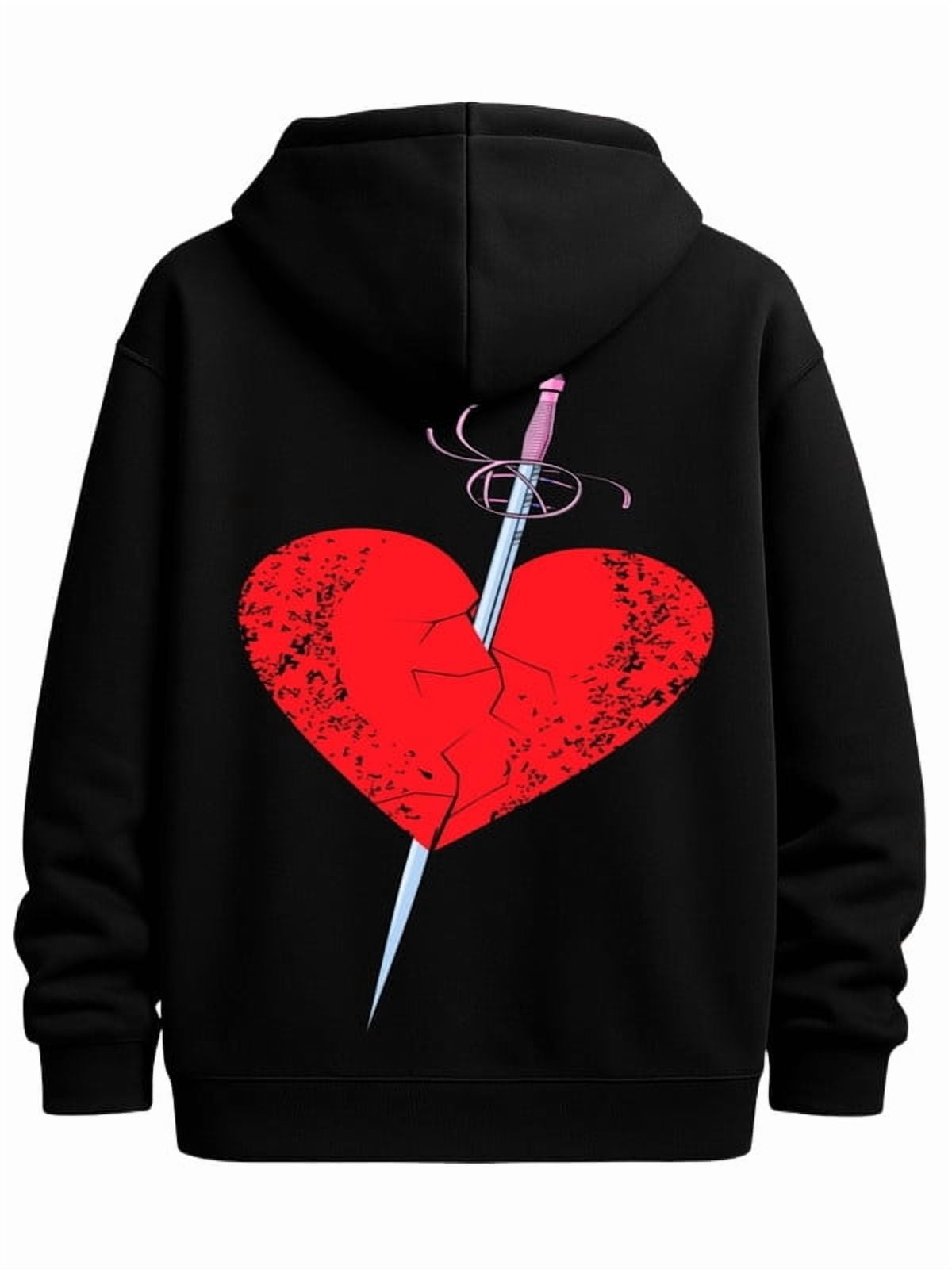 Broken Heart Sword graphic hoodies mens hooded sweatshirt black Hooded ...