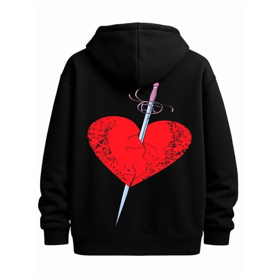 Broken Heart Sword graphic hoodies mens hooded sweatshirt black Hooded ...