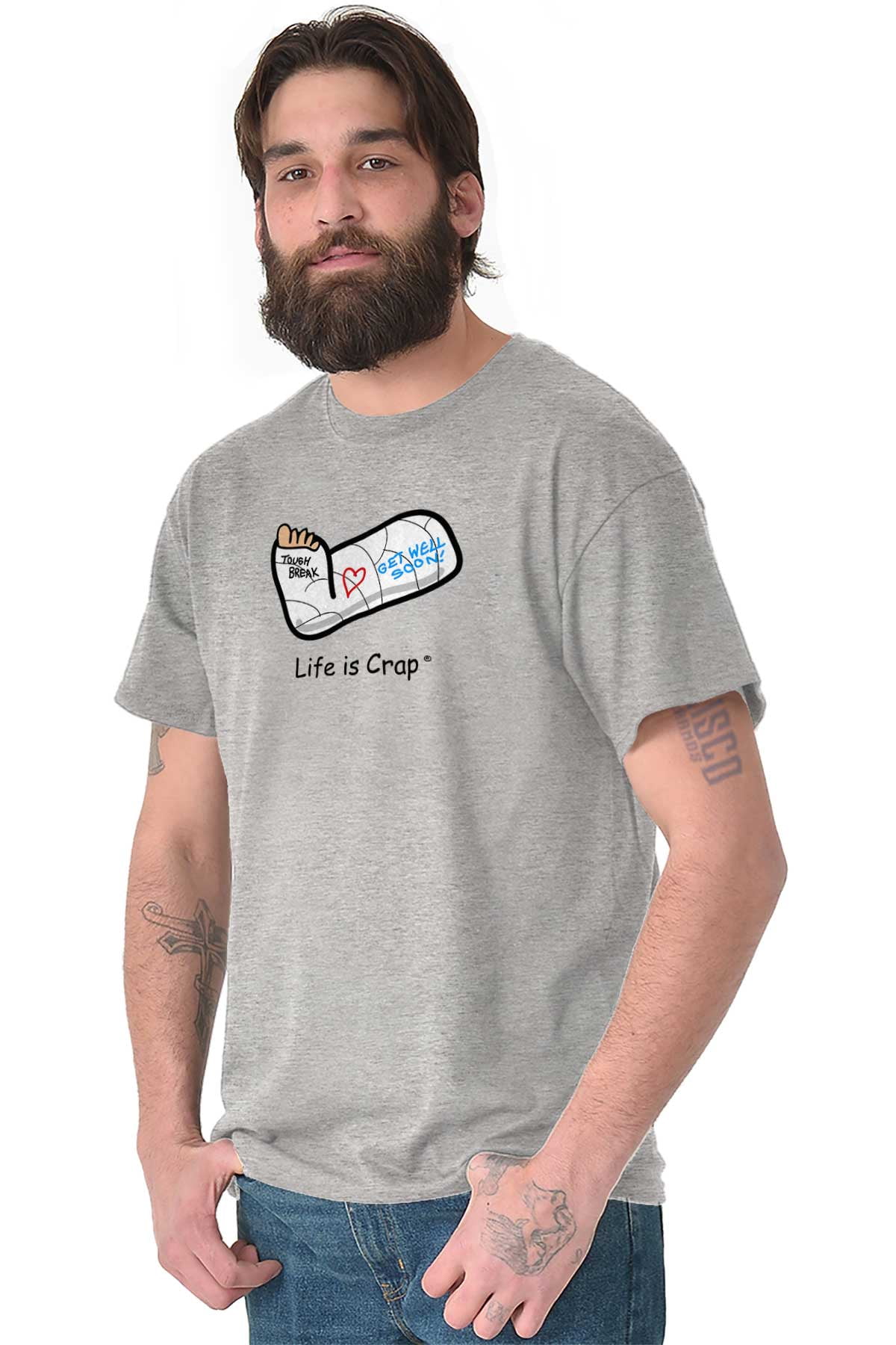 Broken Leg Foot Get Well Soon Novelty Men's Graphic T Shirt Tees Brisco ...