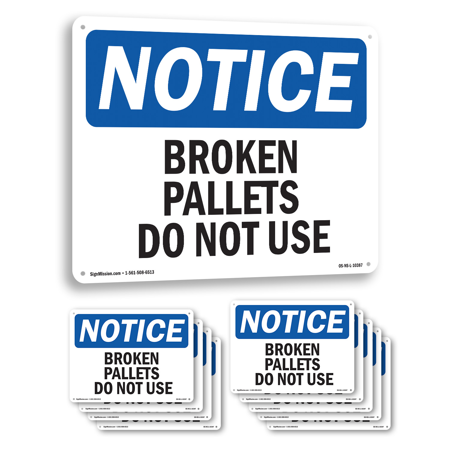Broken Pallets Do Not Use OSHA Notice Rigid Plastic Sign 10 Inch x 7 ...