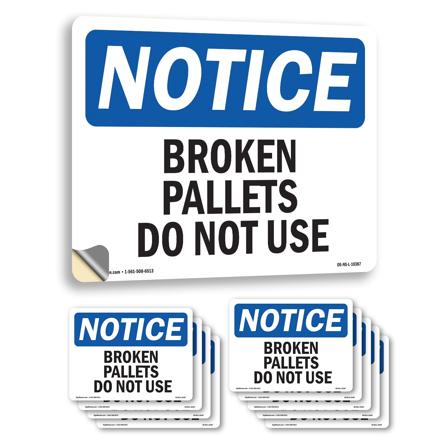Broken Pallets Do Not Use OSHA Notice Vinyl Decal Label 18 Inch x 12 ...