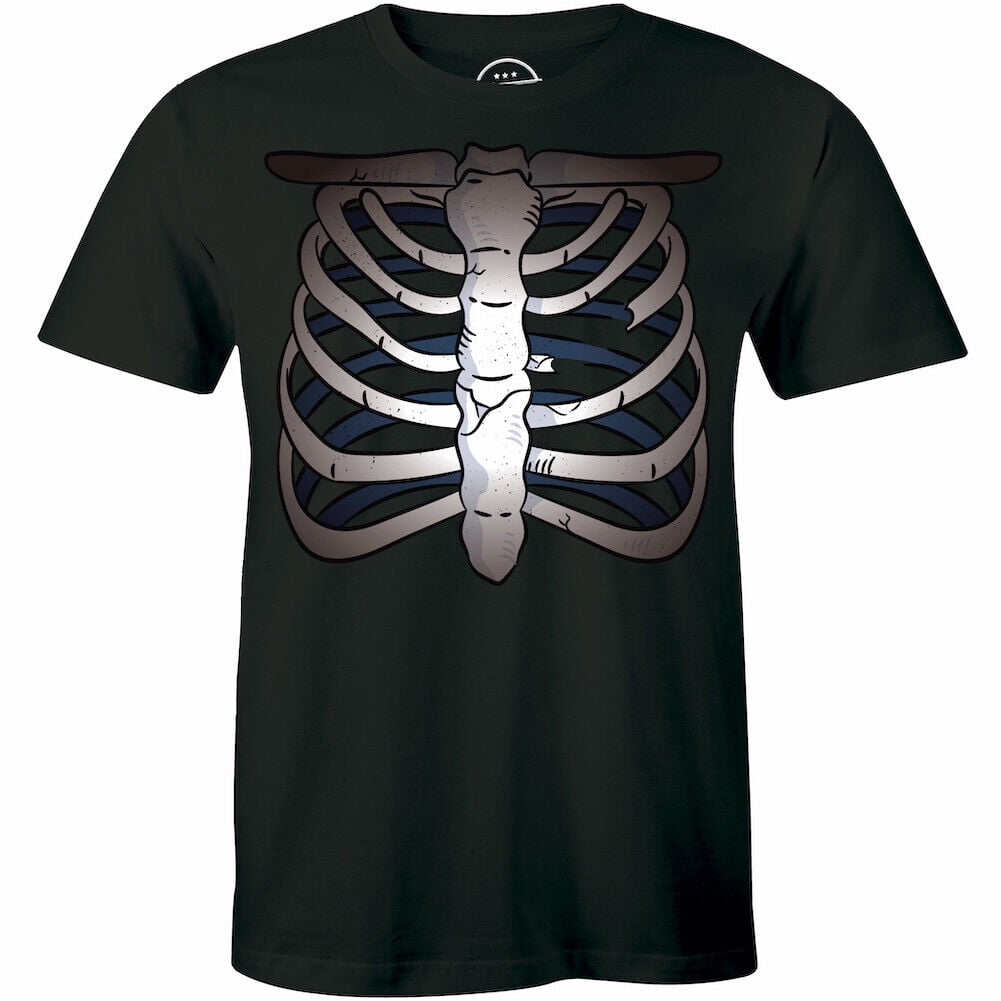 Broken Rib Cage Chest Bone Men's T shirt Skeleton Halloween Xray Party ...
