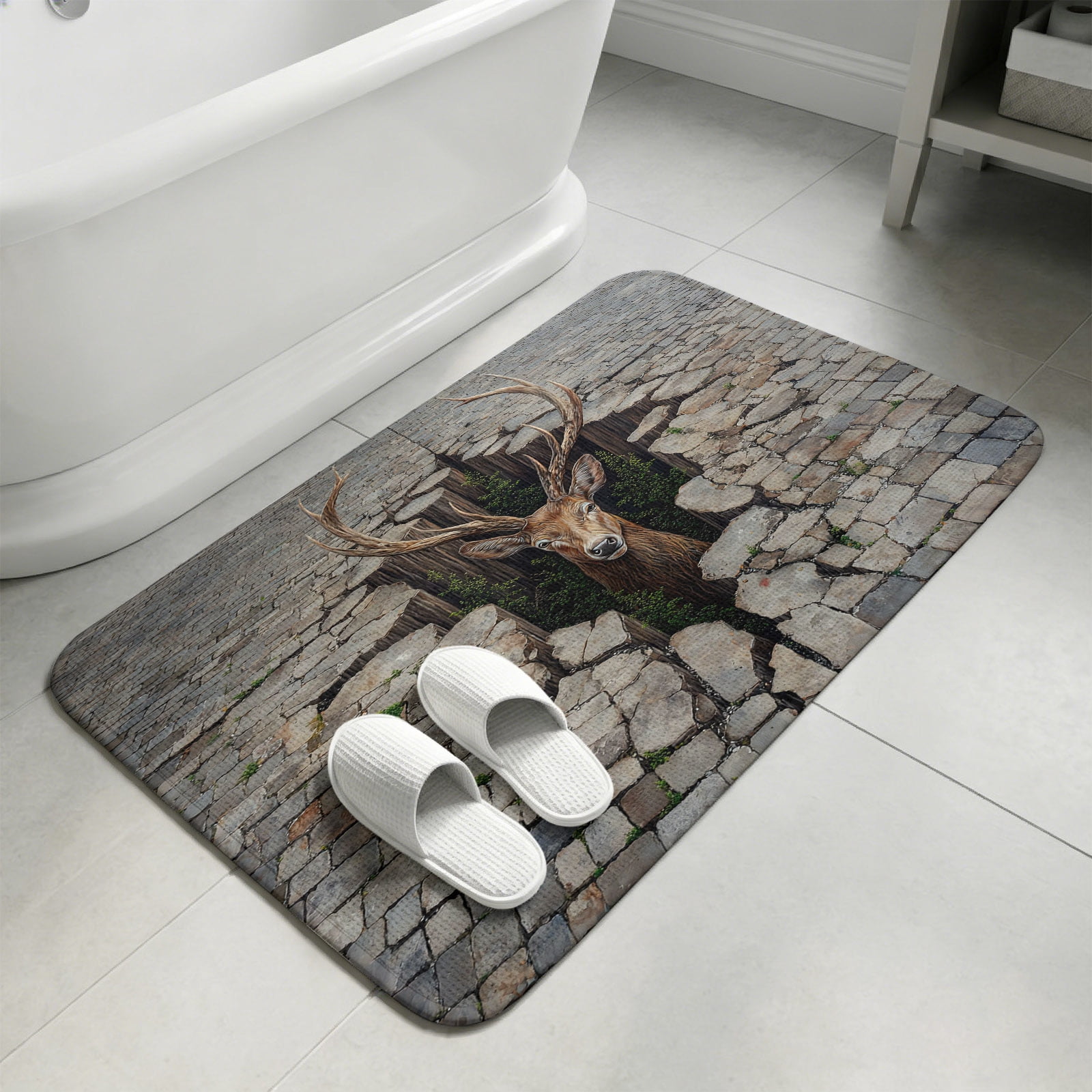 Broken Street Elk Bathroom Rugs Non Slip Washable Bath Mat Absorbent ...