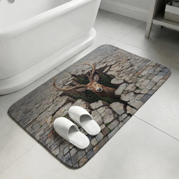 Broken Street Elk Bathroom Rugs Non Slip Washable Bath Mat Absorbent ...