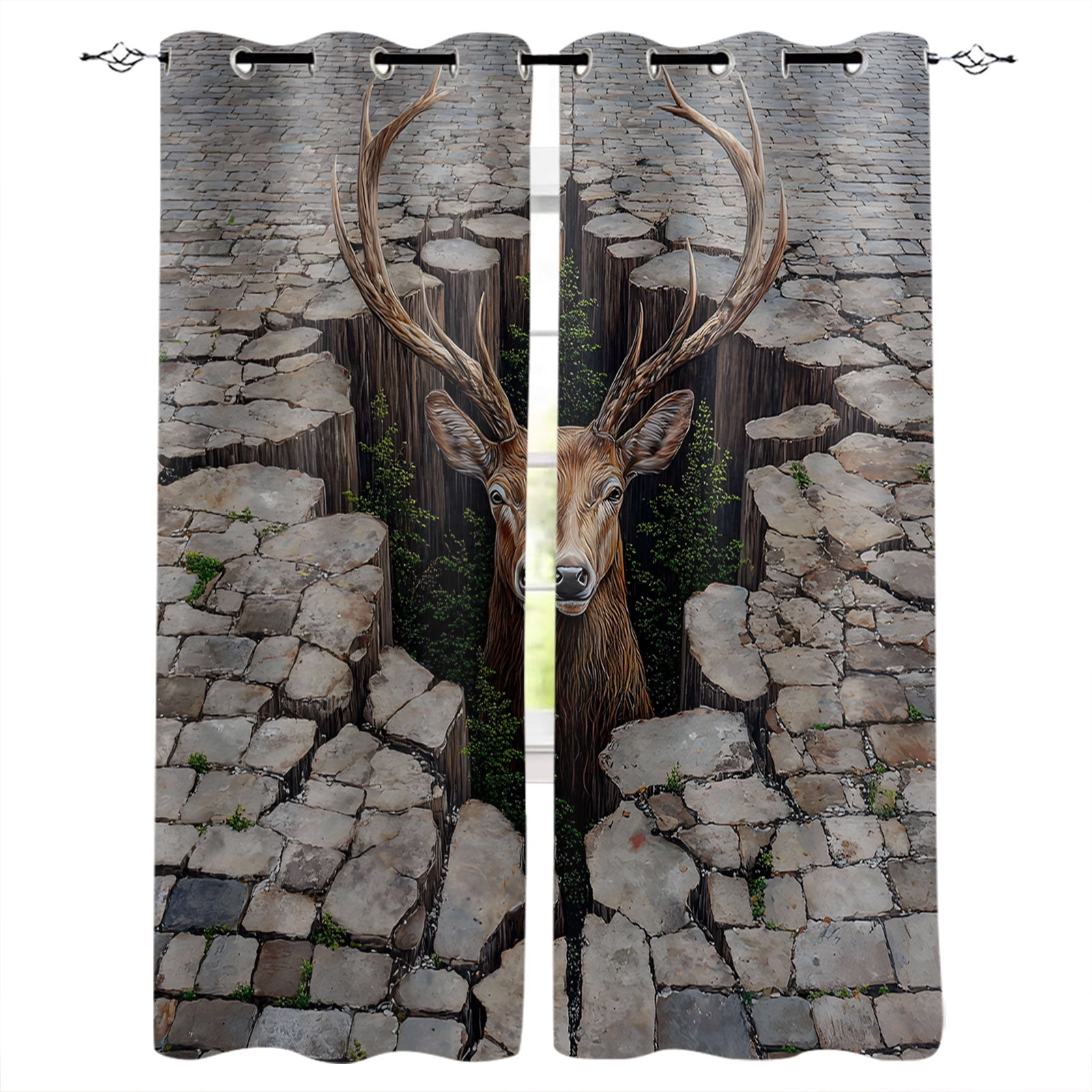 Broken Street Elk Blackout Curtains for Bedroom/Living Room, Thermal ...