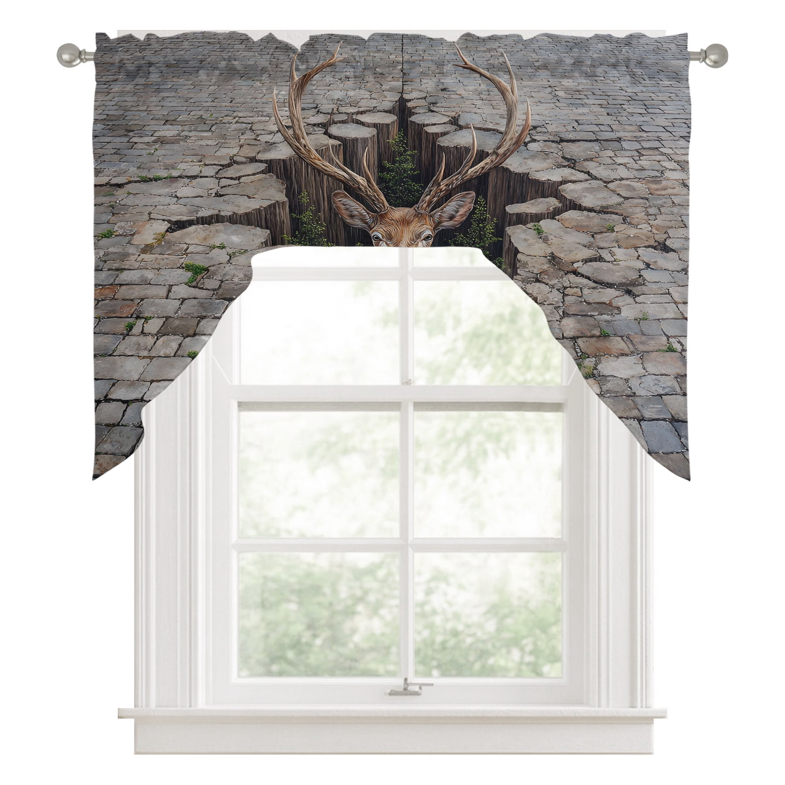 Broken Street Elk Kitchen Curtains Swag Valance for Windows/Bathroom ...
