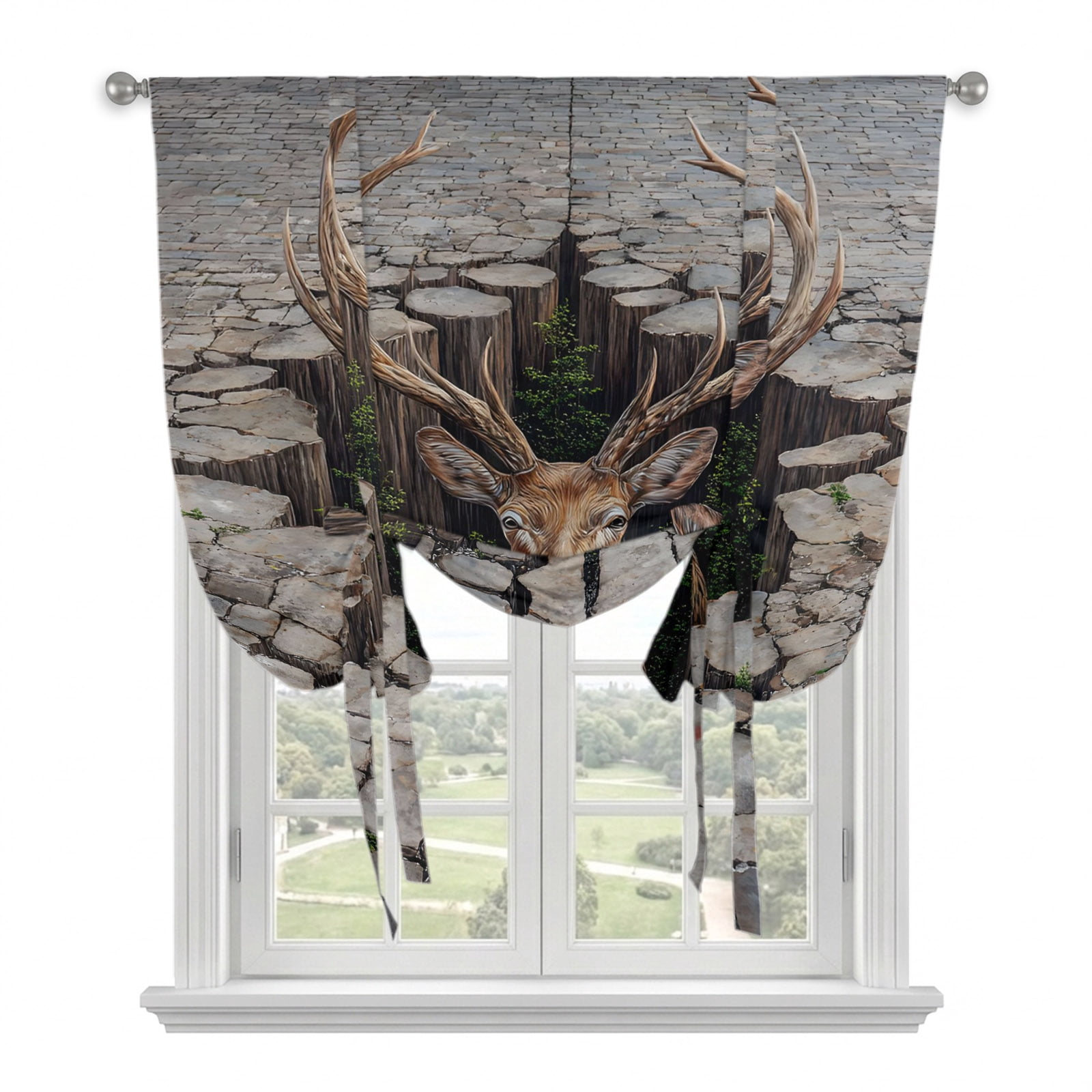 Broken Street Elk Tie Up Curtains for Window, Thermal Insulated Balloon ...