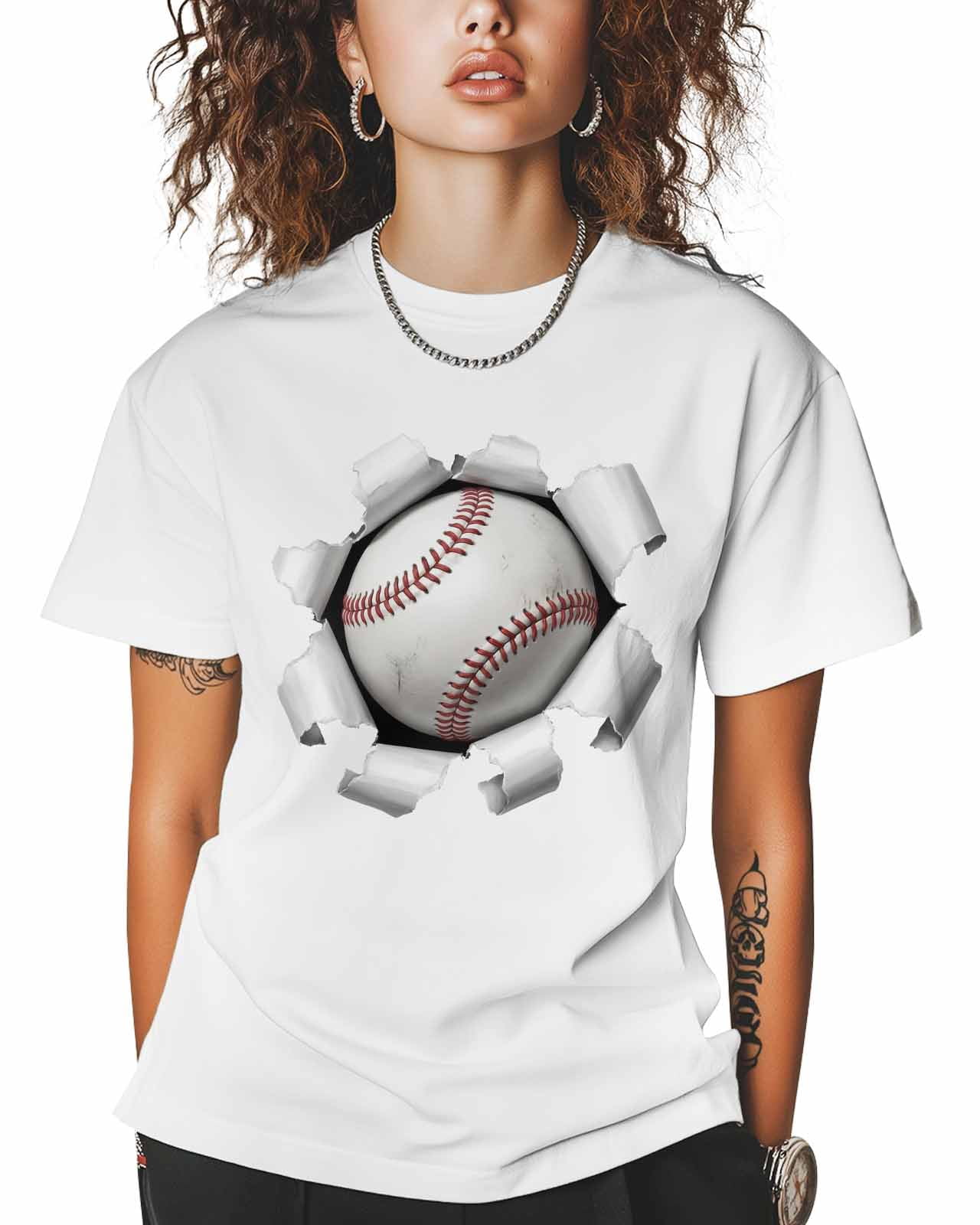 Broken Wall Baseball T Shirts for Women Short Sleeve Cotton Crewneck T ...