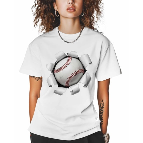 Broken Wall Baseball T Shirts for Women Short Sleeve Cotton Crewneck T ...