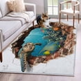 Broken Wall Sea Turtle Washable Area Rug 4x6 Vintage Nautical Tropical ...