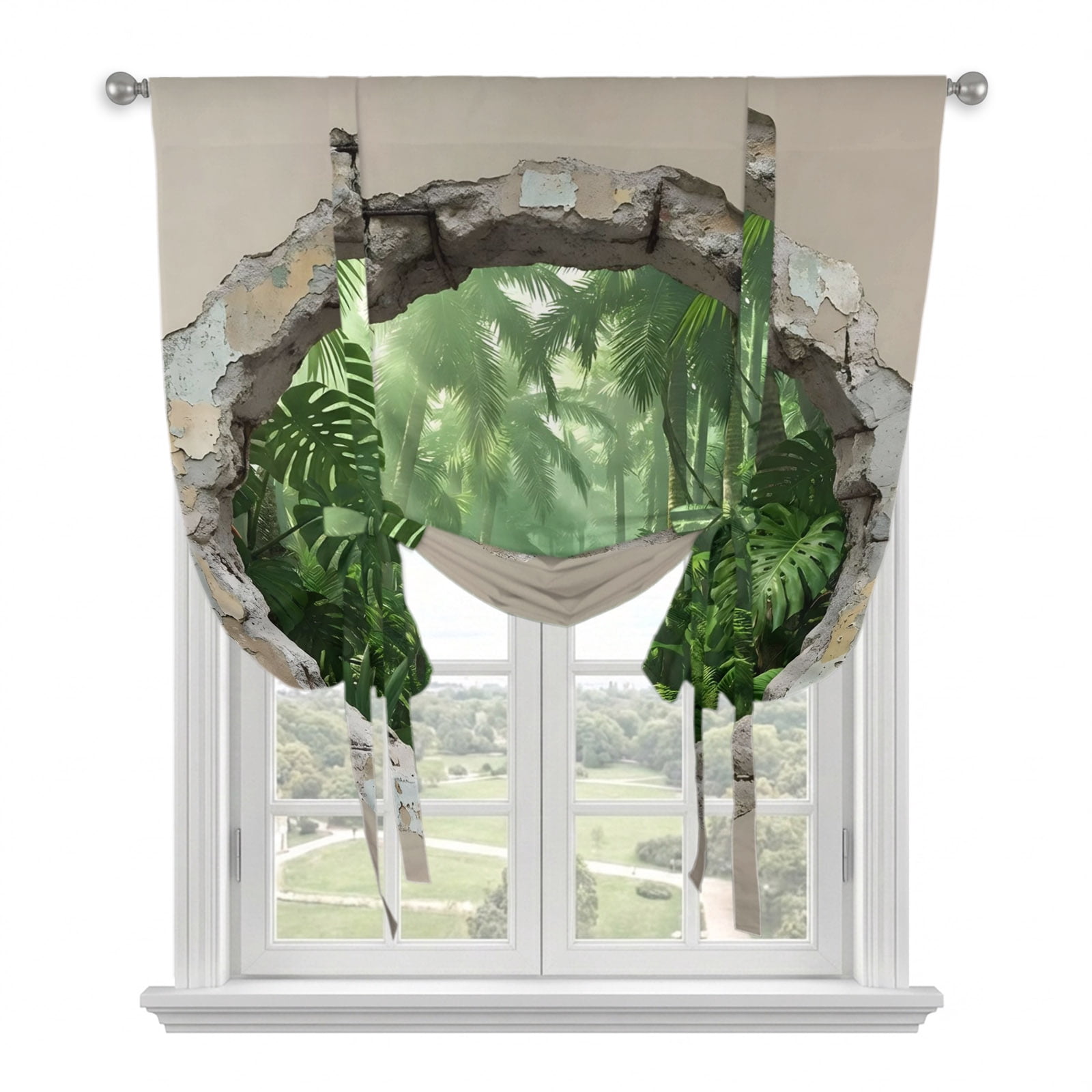 Broken Wall Tropical Tie Up Curtains for Window, Thermal Insulated ...