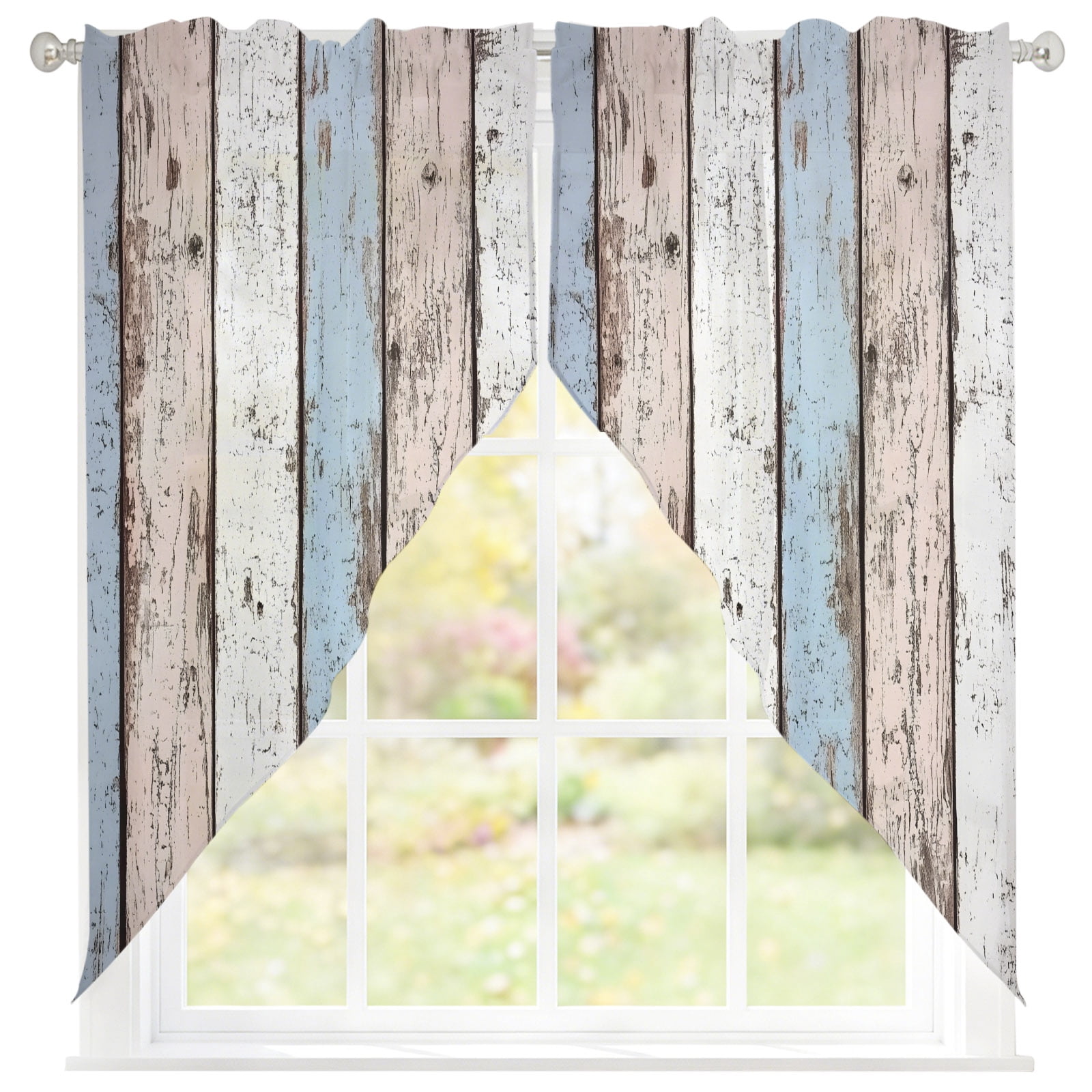 Broken Wood Broad Sheer Curtains Swag Valances for Windows Vintage ...