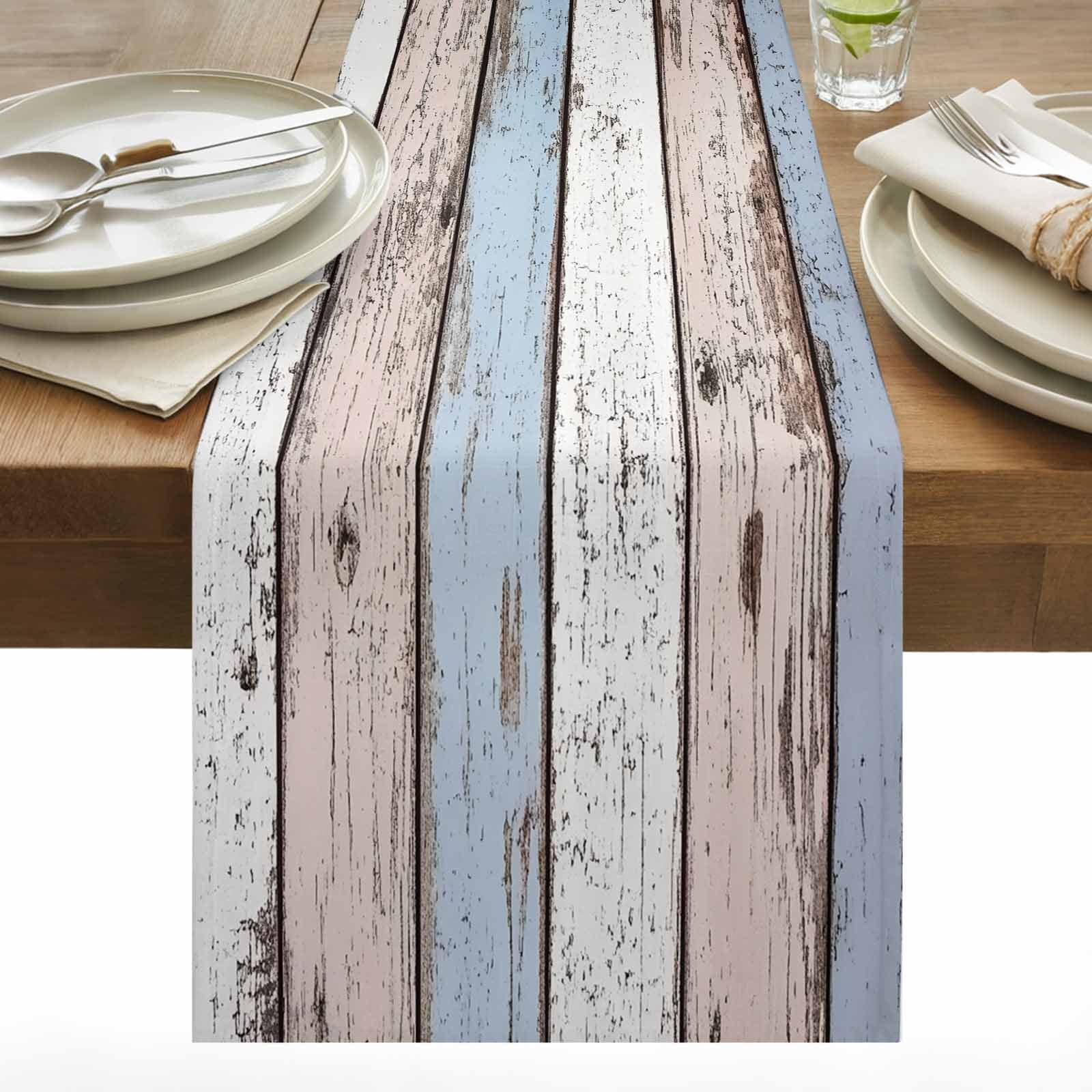 Broken Wood Broad Table Runner 13x120 inch Vintage Stripe Wood Retro ...