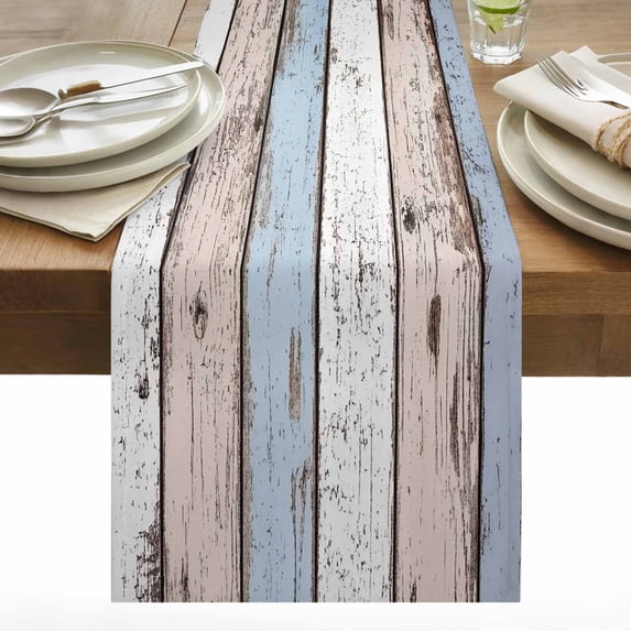 Broken Wood Broad Table Runner 13x120 inch Vintage Stripe Wood Retro ...