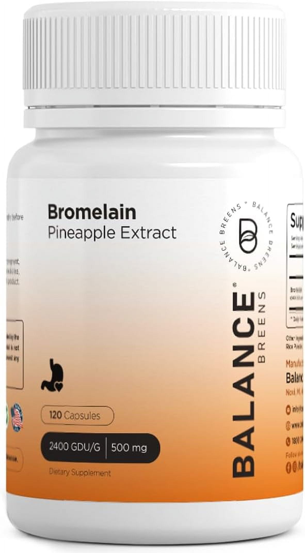 Bromelain 500mg, 120 Capsules - Pineapple Extract Digestive Enzyme ...