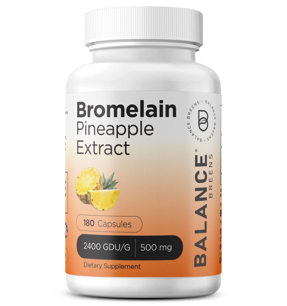Balance Breens Bromelain 500mg, 180 Organic Pure Pineapple Pills for ...