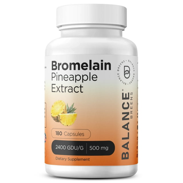 Balance Breens Bromelain 500mg, 180 Organic Pure Pineapple Pills for Digestion and Joint Support ...