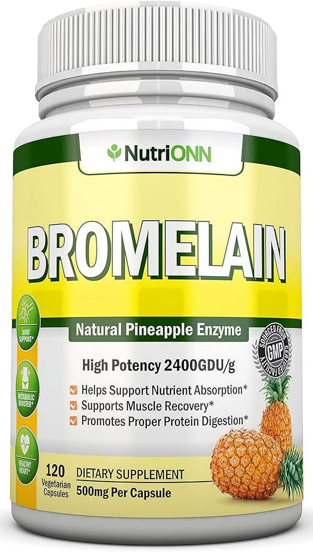 Bromelain - 500mg - 2400 GDU - 120 Vegetable Capsules - Pure Pineapple Enzyme Extract - Supports ...