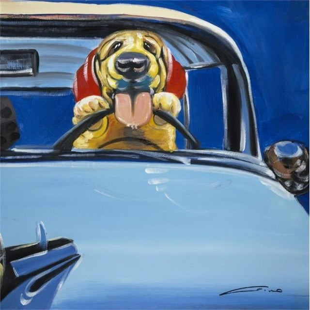 Bromi Design Dog-Blue Truck Hand Painted Canvas Wall Art - Walmart.com