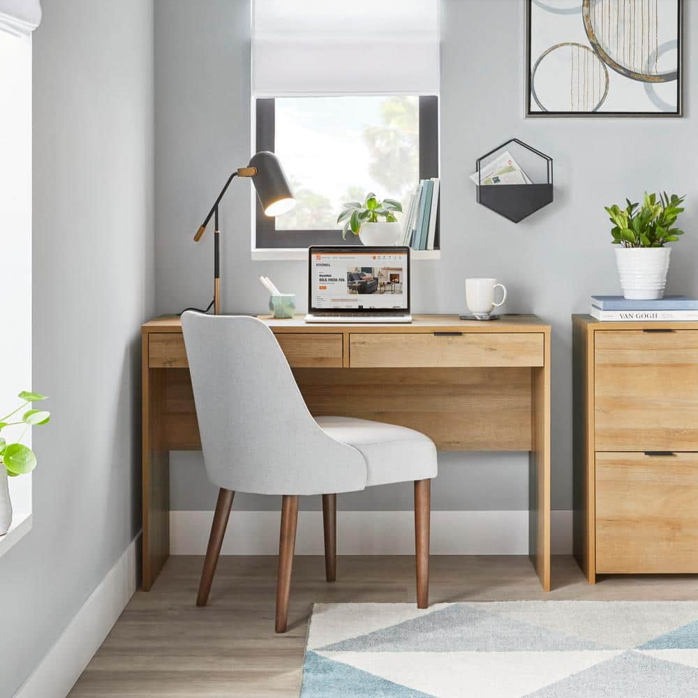 Bromley 46 in. Rectangular Light Oak 2-Drawer Writing Desk - Walmart.com