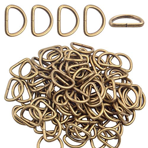 BronaGrand 100 Pieces 1/2inch Metal Bronze D Ring Buckles D-Ring Loop ...