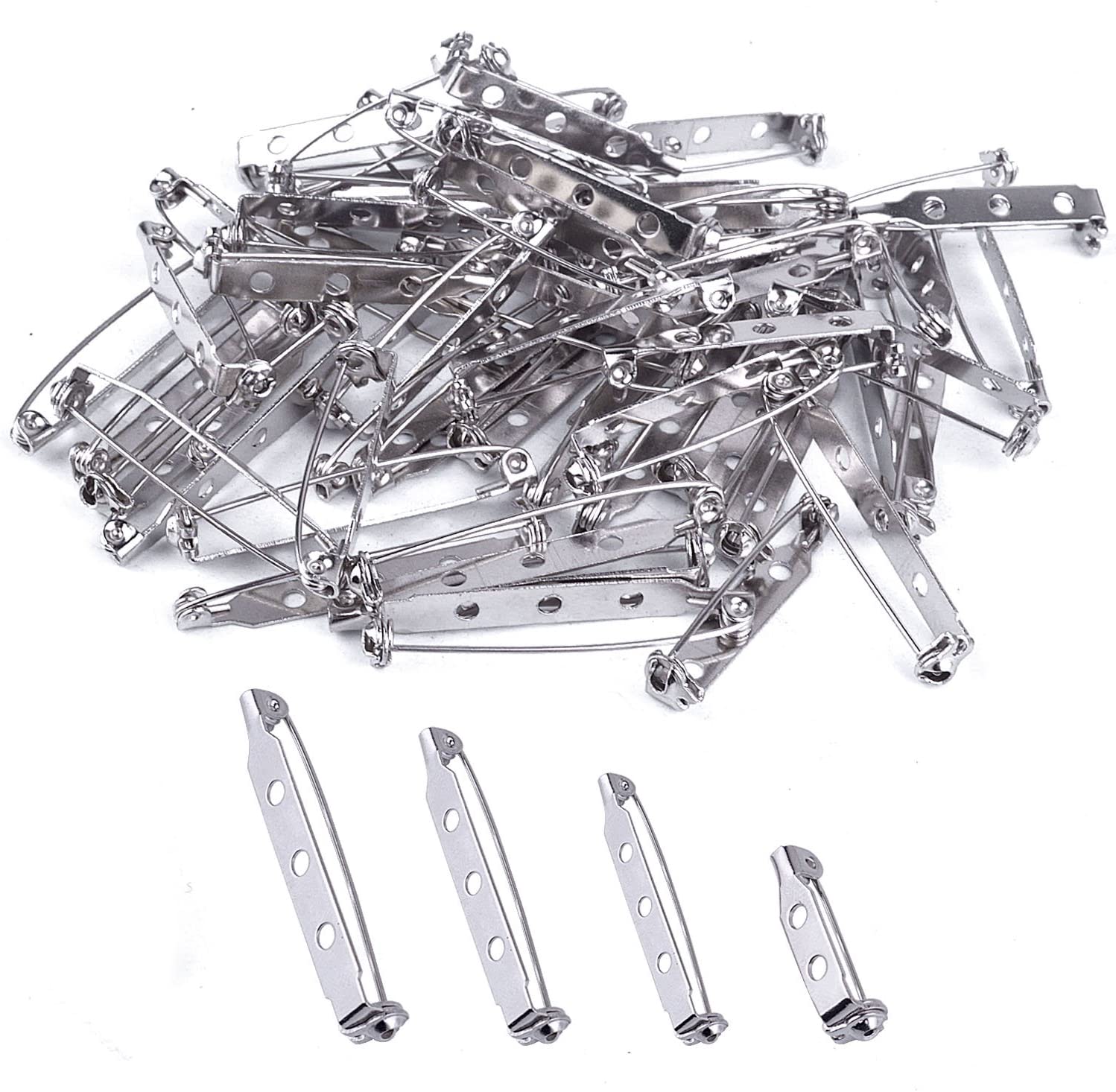 BronaGrand 120pcs Bar Pins Brooch Pin Backs Safety Clasp, 4 Sizes 20 mm ...