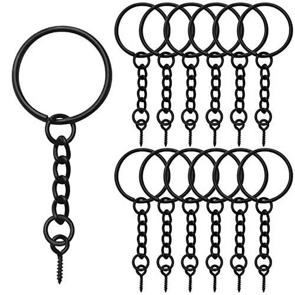 BronaGrand 50pcs 25mm Split Key Ring with Extend Chain and 12mm Screw ...