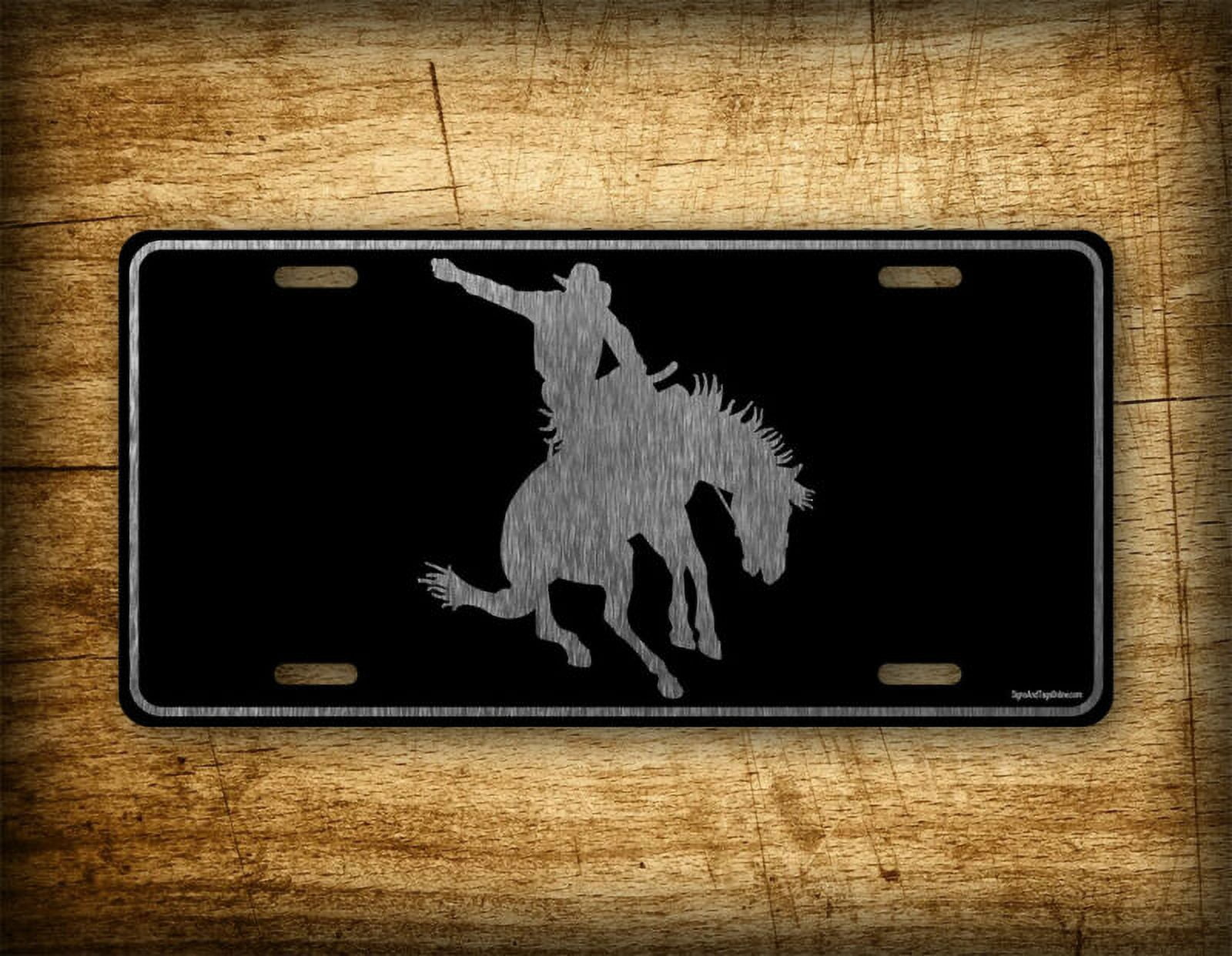 Bronc Busting Rodeo Rider License Plate Cowboy And Horse Auto Tag ...