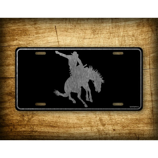 Bronc Busting Rodeo Rider License Plate Cowboy And Horse Auto Tag ...