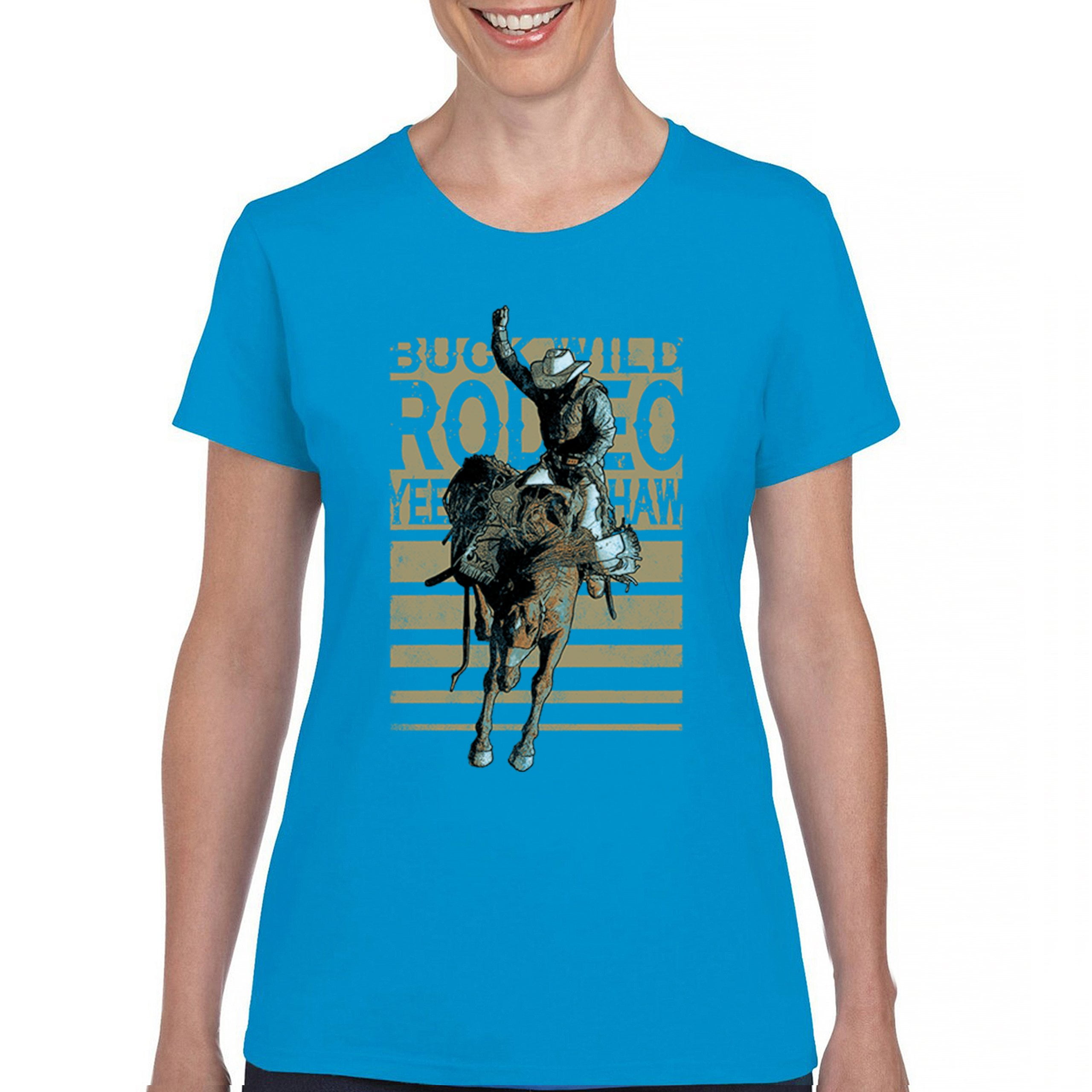 Bronc Riding Cowboy Rodeo Champion T-Shirt Western Horseback Bucking ...