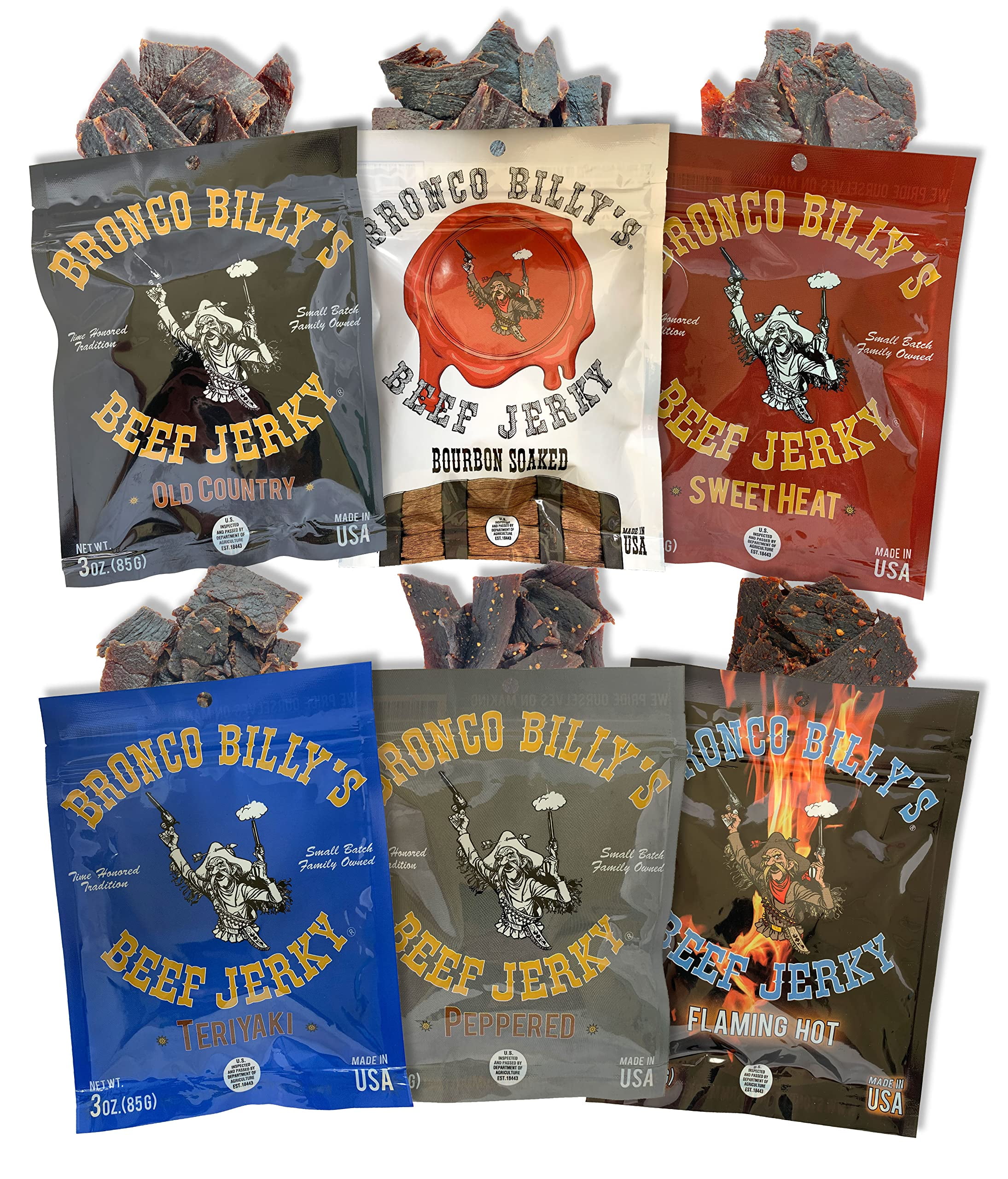 Bronco Billy's Beef Jerky OIF8 6 Pack Sampler - Walmart.com