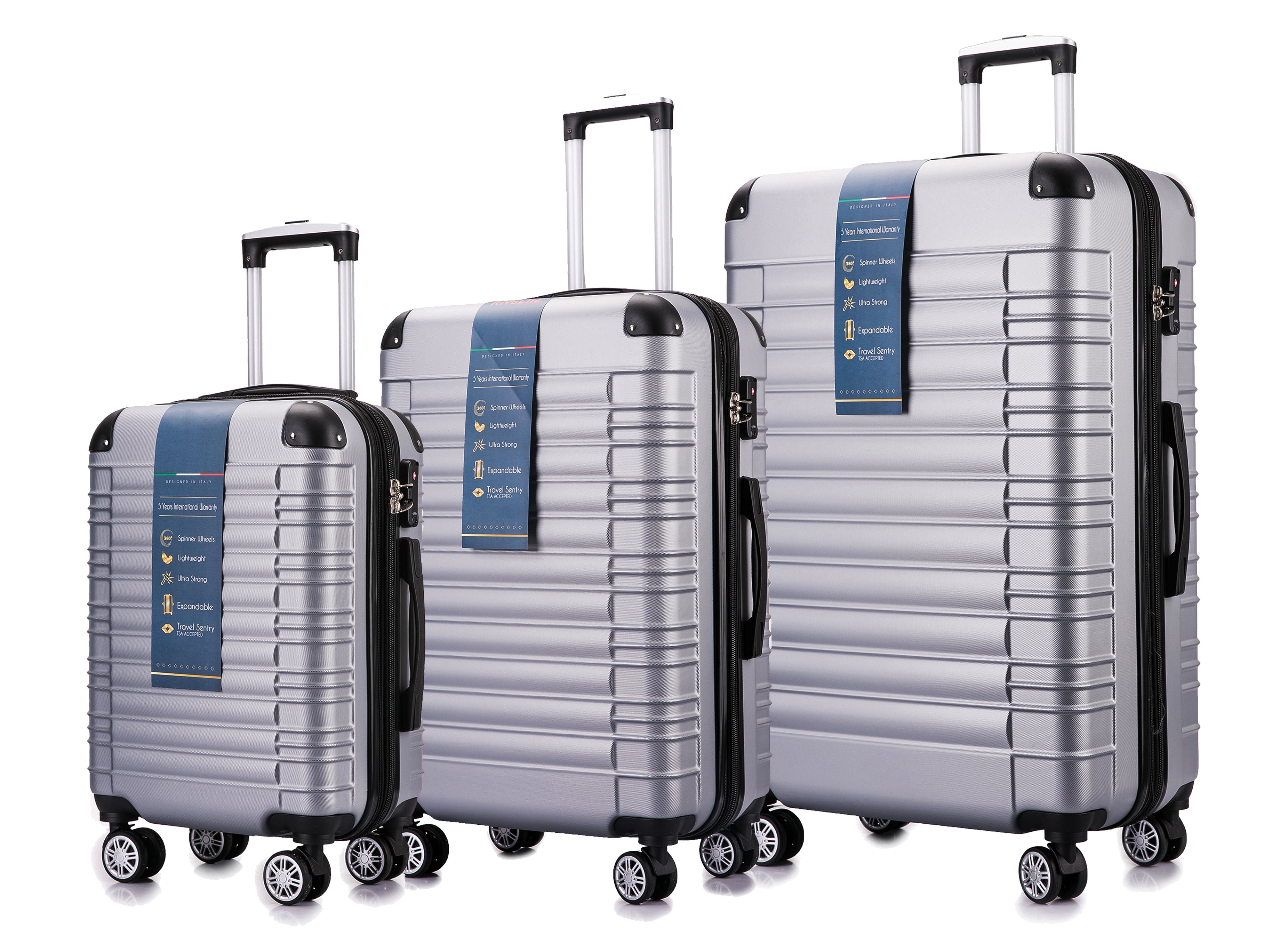 Bronco Polo Luggage Maletas Bag Case Silver 3pcs sets - Walmart.com